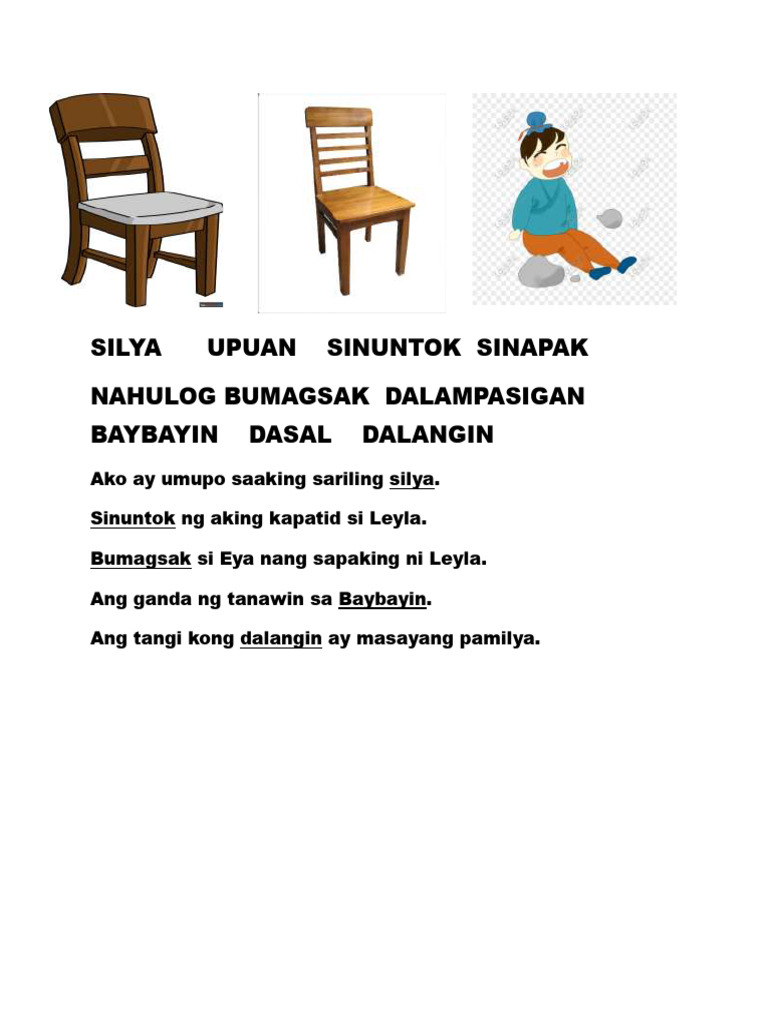 Silya Upuan Sinuntok Sinapak | PDF