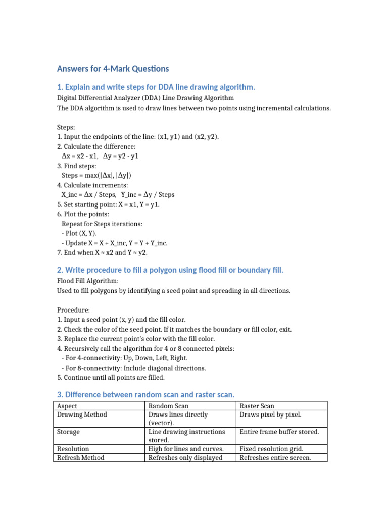 answers_4_mark_questions | PDF | Graphics | Algorithms
