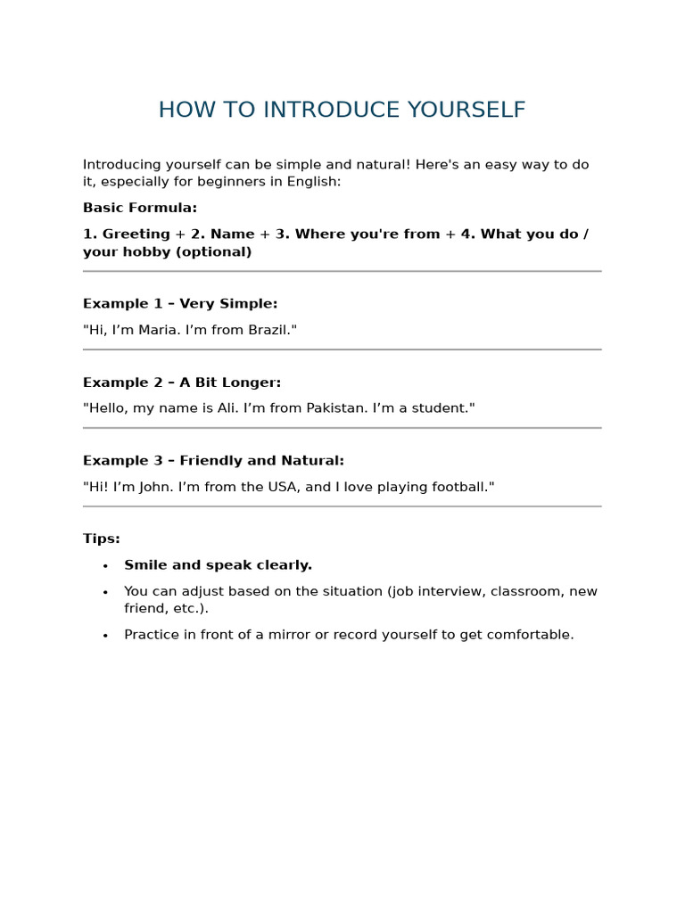How To Introduce Yourself | PDF