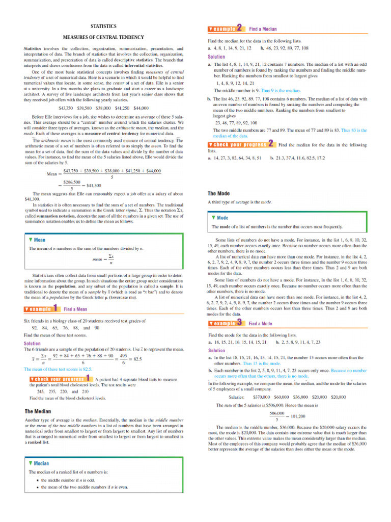 MEASURES OF CENTRAL TENDENCY & DISPERSION | PDF