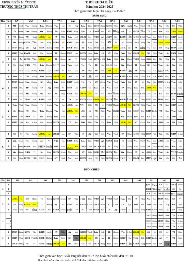 TKB T Ngày 17-3 | PDF