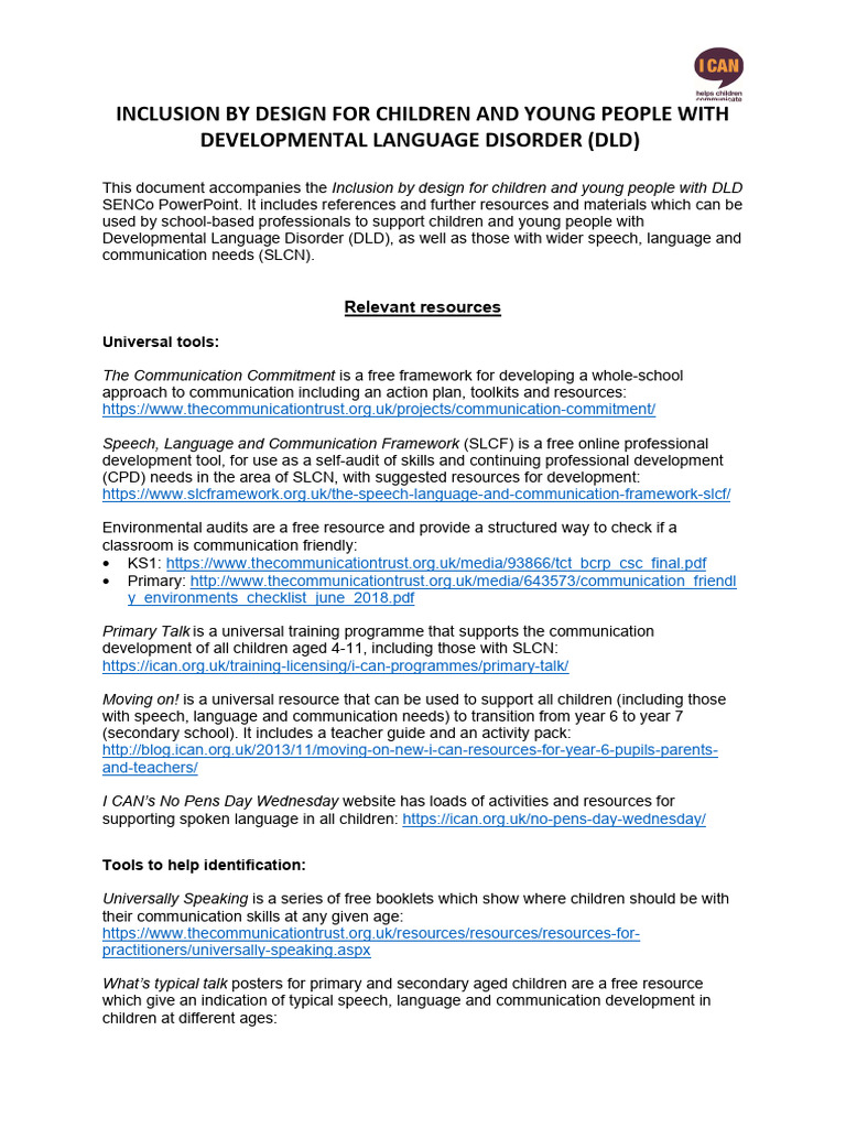 inclusion-for-children-with-dld-resources-references | PDF ...