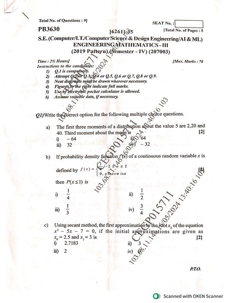 EMIII Comp Endsem QP&Soln Dec 2024 | PDF