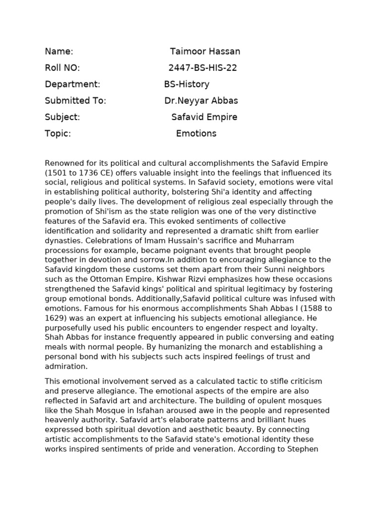 Safavid Empire Assignments | PDF