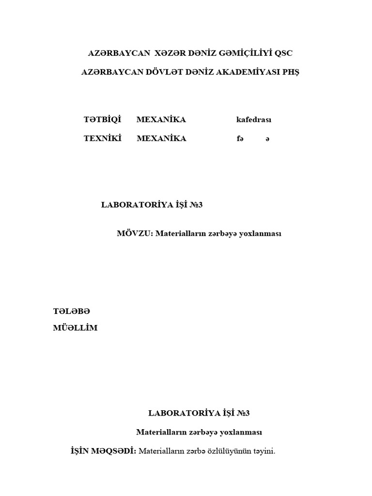 LABORATORİYA İŞİ №3 Hesabat | PDF