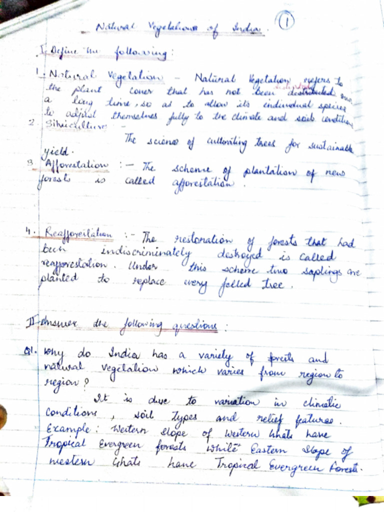 Natural Vegetation Question Answer X | PDF