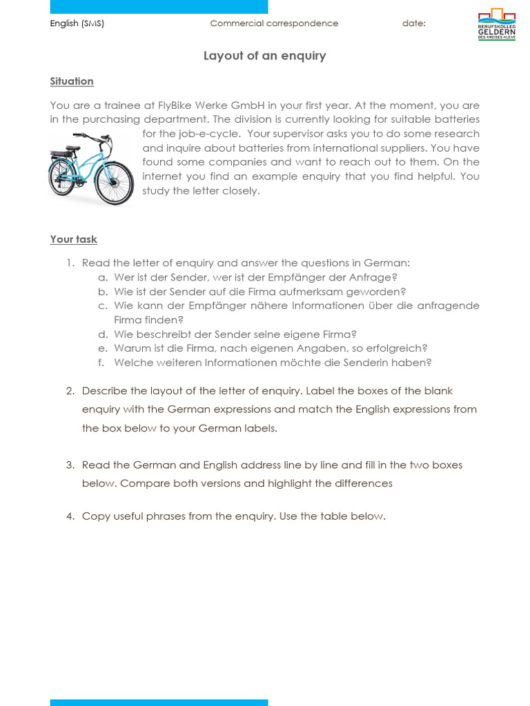 03 - Layout of An Enquiry | PDF