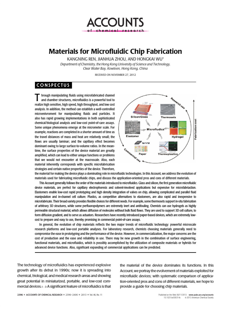 Zhou Et Al 2013 Materials For Microfluidic Chip Fabrication | PDF | Microfluidics | Building ...