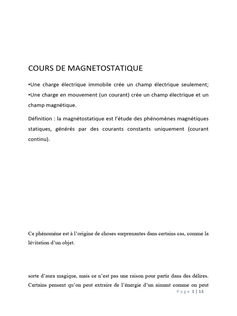 Cours de Magnetostatique 2022 Escat | PDF | Aimant permanent | Champ ...