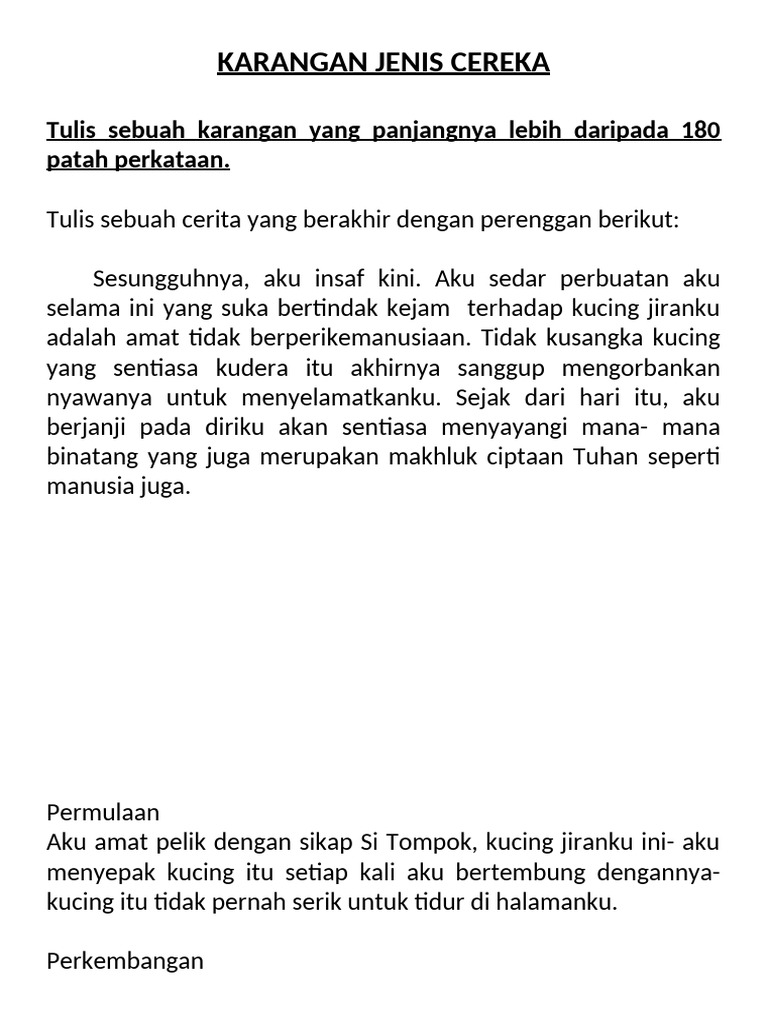 Karangan Jenis Cereka | PDF