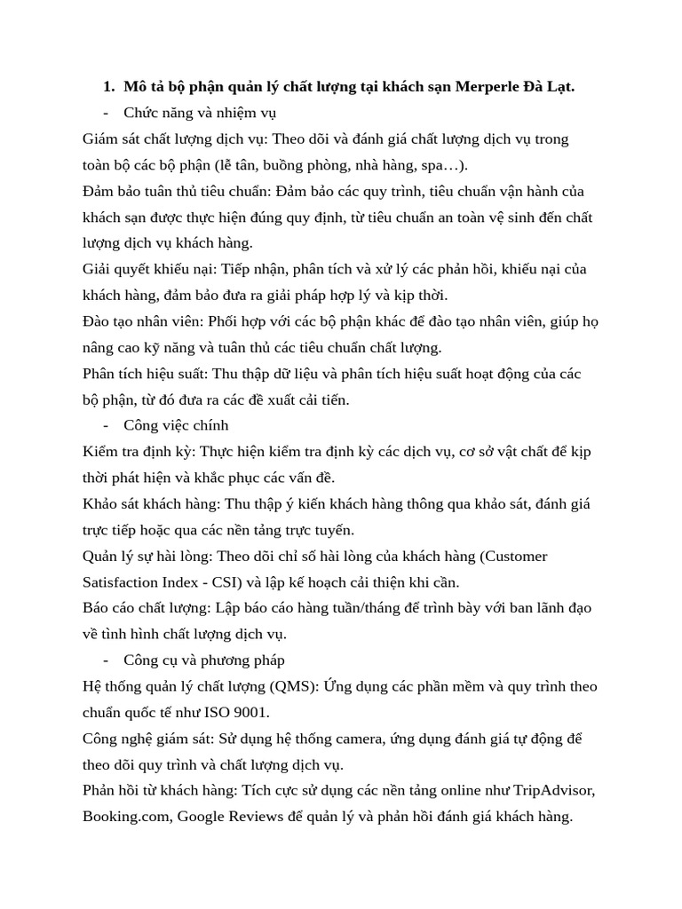 Khảo Sát MerPerle (QTCL) | PDF