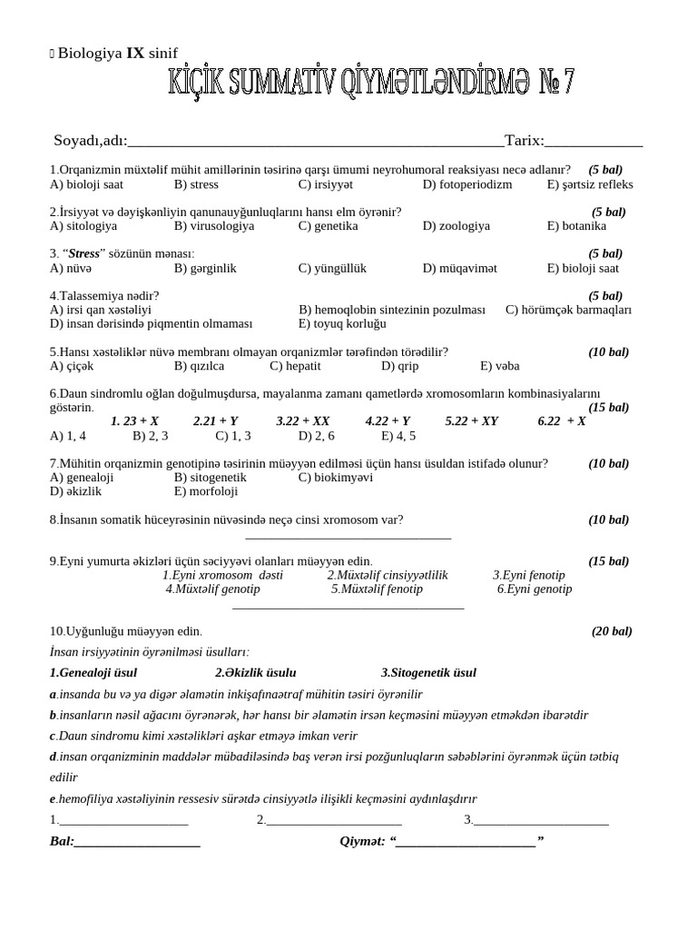 KSQ-7-Biologiya-IX-sinif.....EMIL-MƏLİKOV2019 | PDF