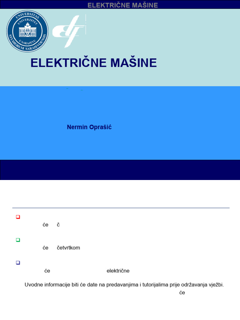 Elektricne Masine Predavanje 1 2024 2025 | PDF