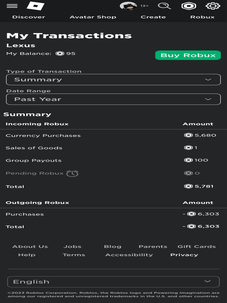 My Transactions - Roblox | PDF