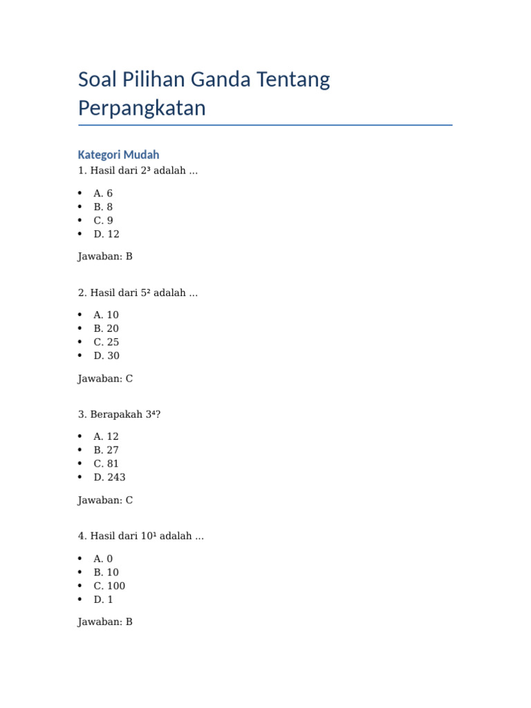 Soal Pilihan Ganda Perangkatan Simbol Matematika | PDF