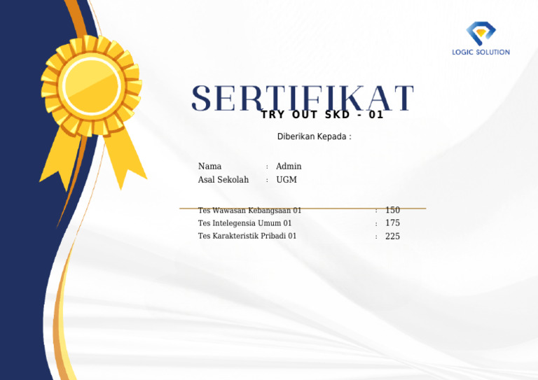 Sertifikat TRY OUT SKD - 01 | PDF