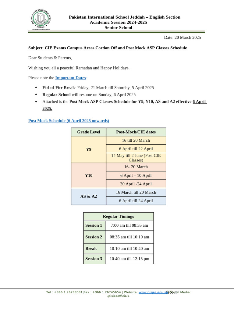 Post Mock Memo & CIE Cordon Off - 6 April 2025 Onwards 900988828 | PDF ...