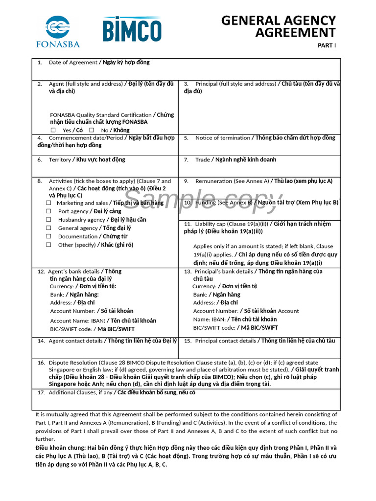 Sample Copy General Agency Agreement | PDF