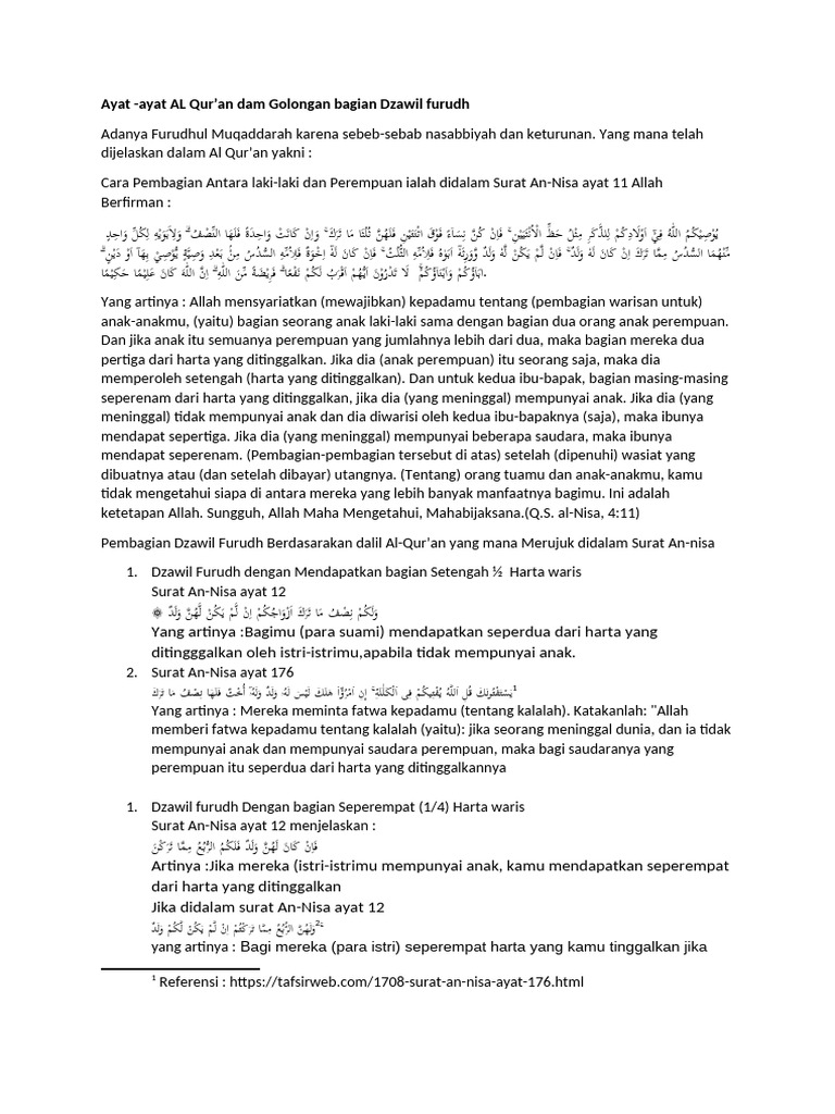 Ayat Ayat Dzawil Furudh | PDF