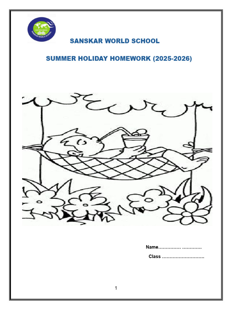 Summer Holiday Homework Ukg-1 (1) Final | PDF