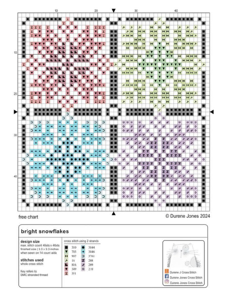 Bright Snowflakes Cross Stitch Pattern | PDF