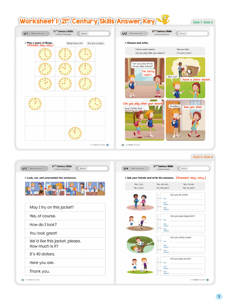 HiH 3 - 21st Century Skills - Answer Key | PDF