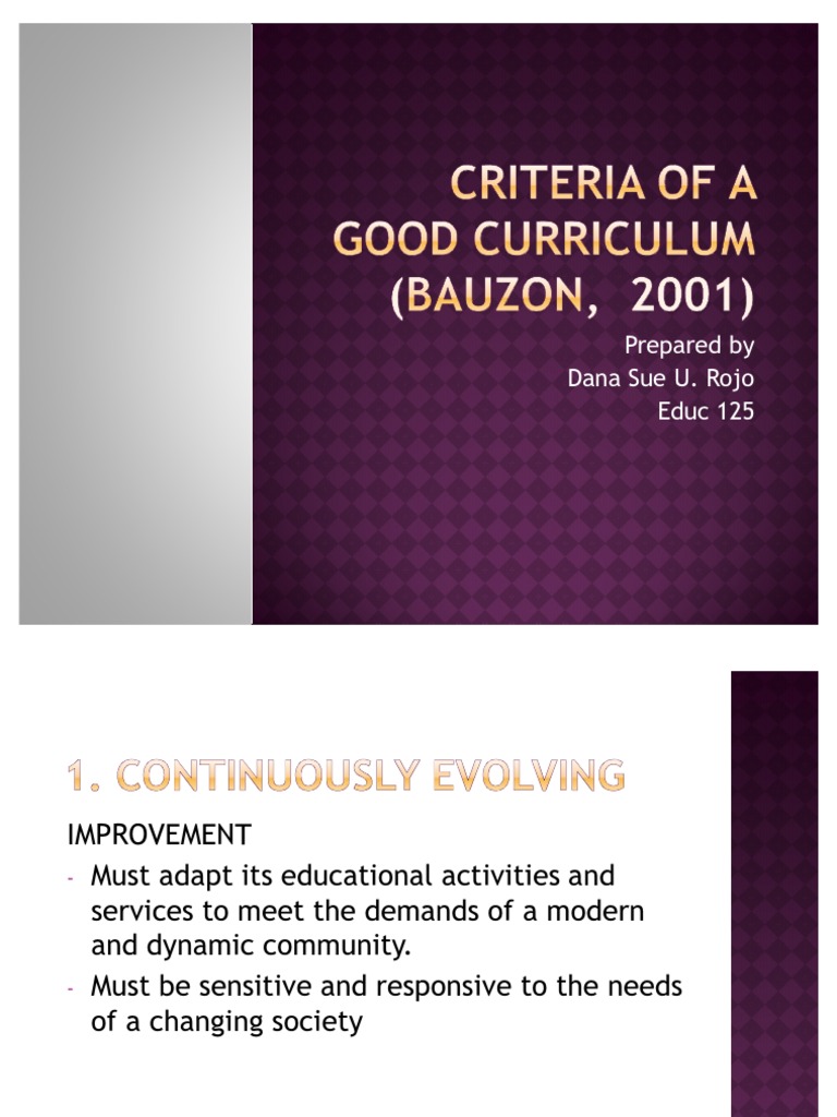 Criteria for Effective Curriculum | PDF | Curriculum | Education Theory