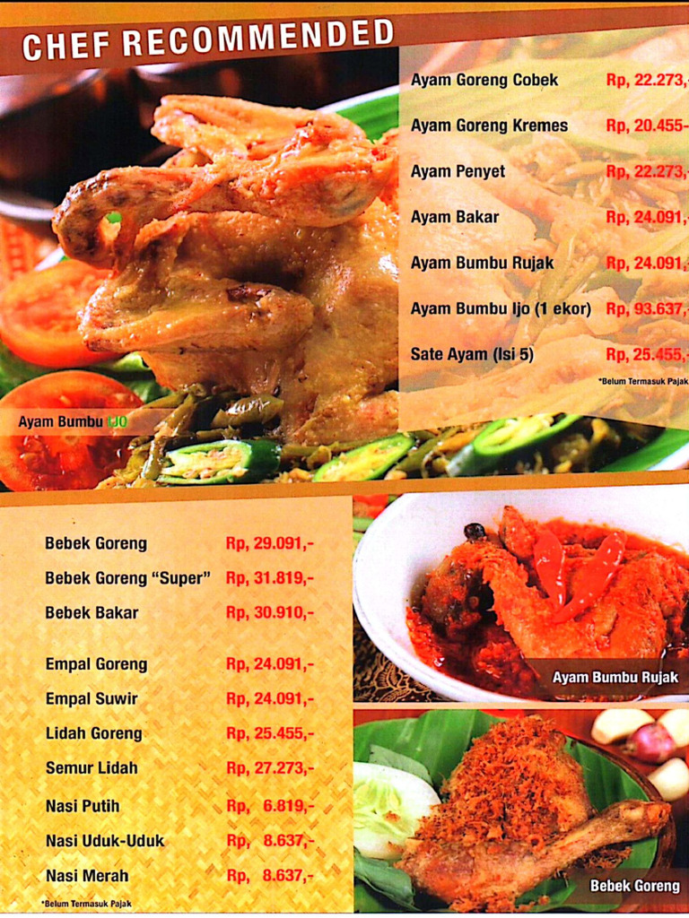 Menu Warung Cobek-Cobek | PDF
