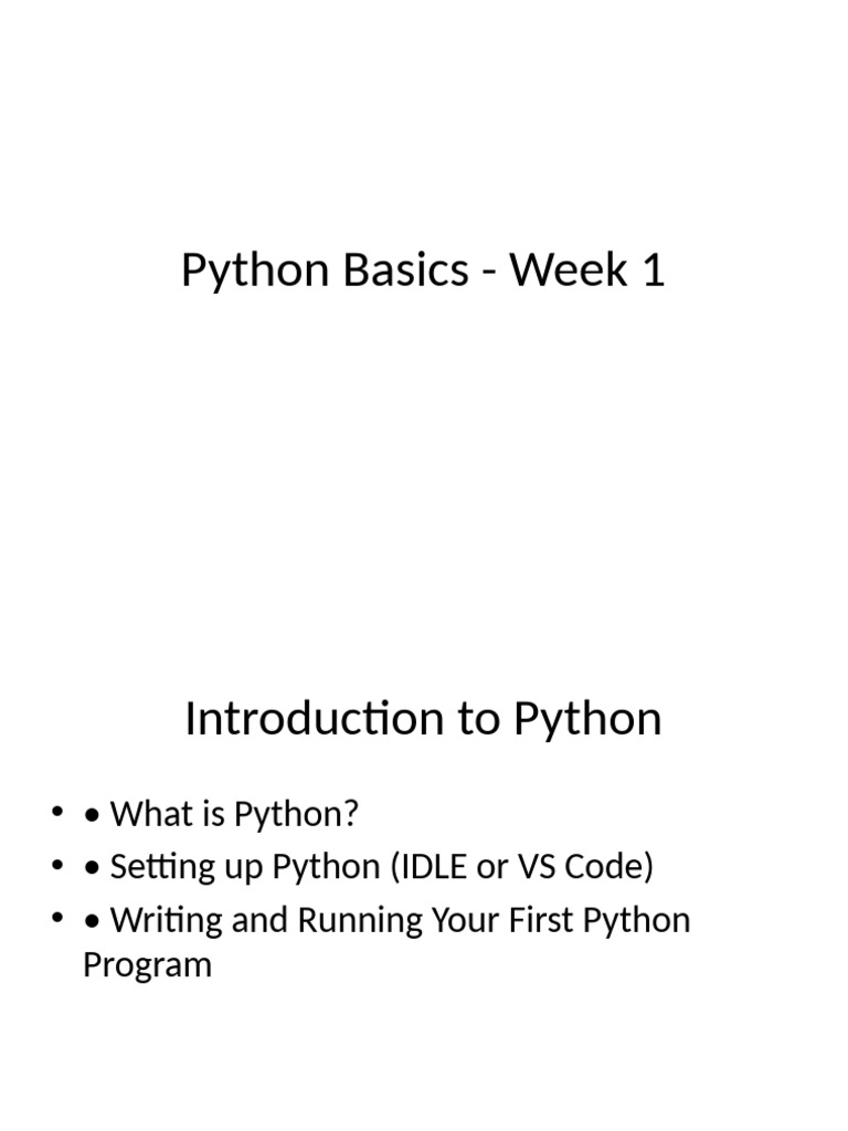 Python_Basics_Week_1_Presentation | PDF