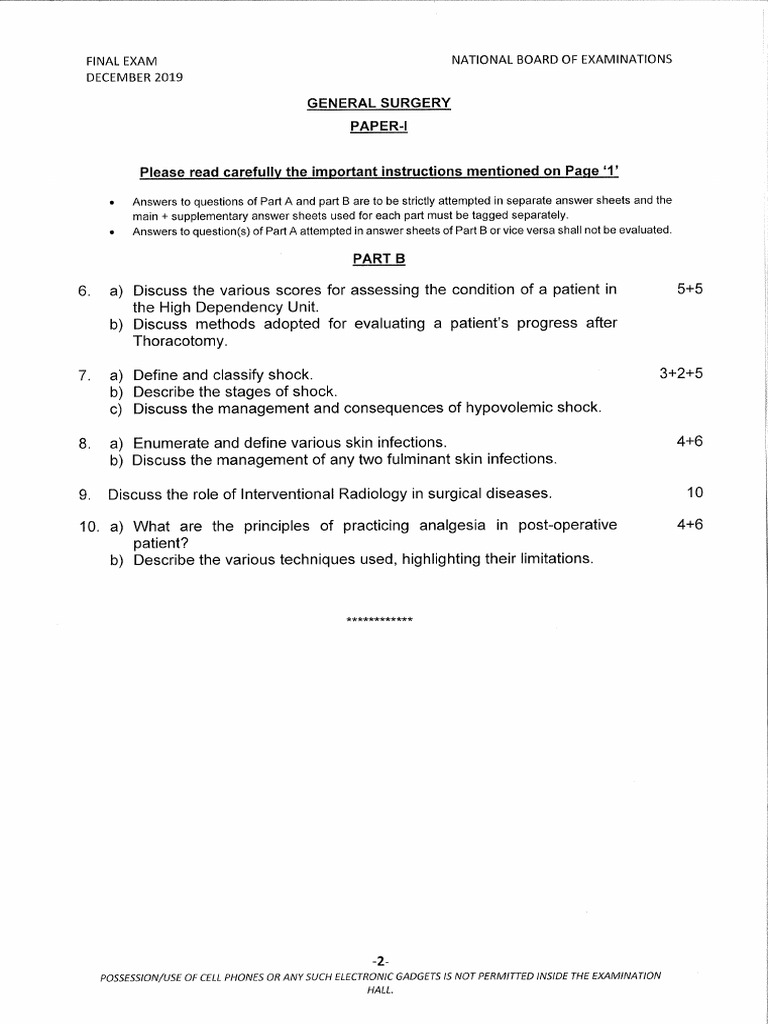 General Surgery Paper I Part B | PDF