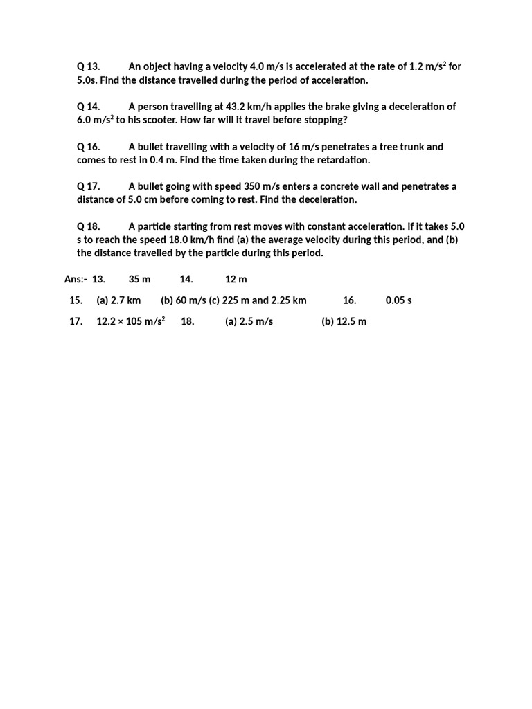 Assignment Kinematics | PDF