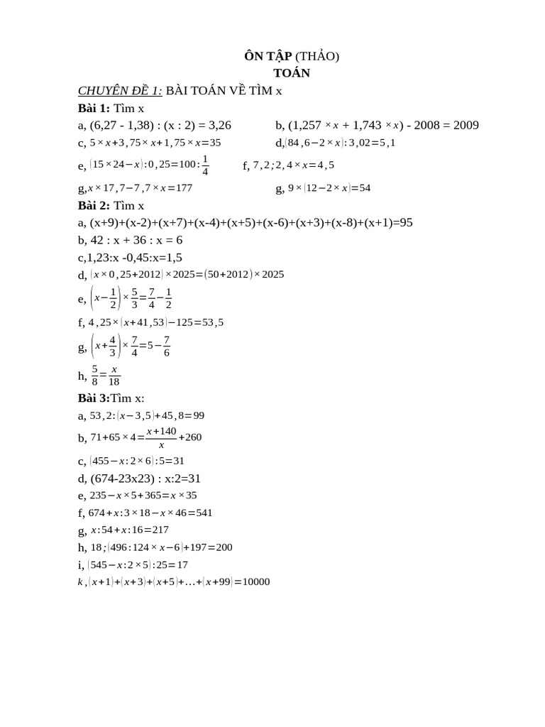 ôn thi ltv từng chuyên đề của Thảo | PDF