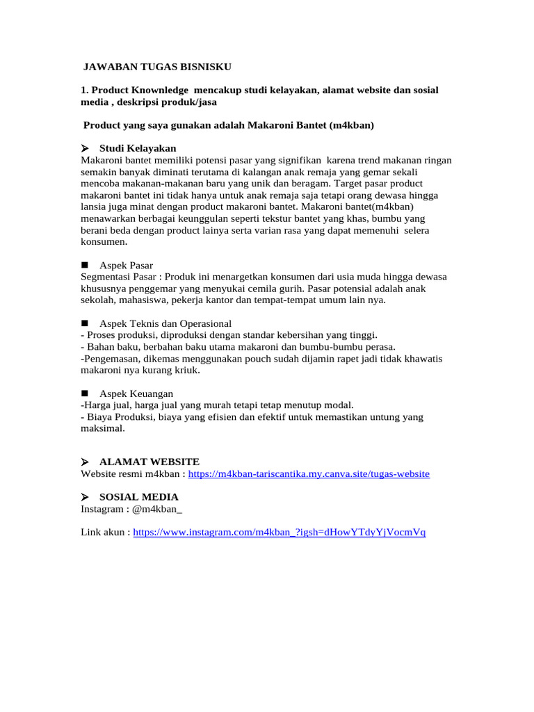 Bisnisku Taris Cantika Sari | PDF