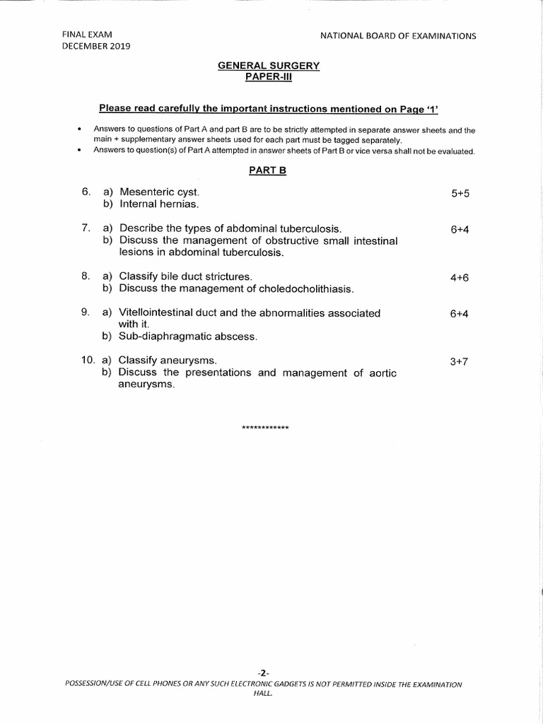 General Surgery Paper III Part B | PDF