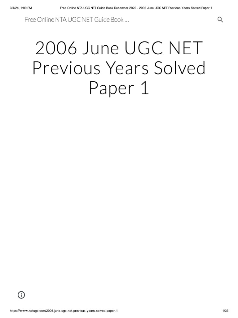 June UGC NET 2006 solved paper-1 | PDF