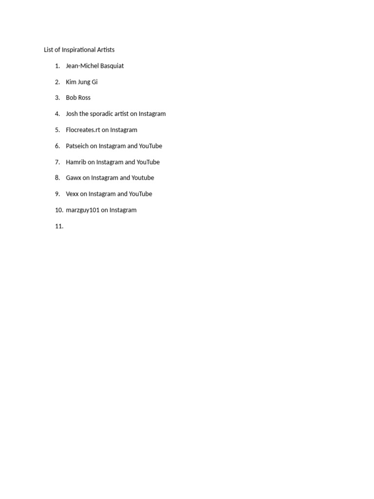 List of Inspirational Artists | PDF