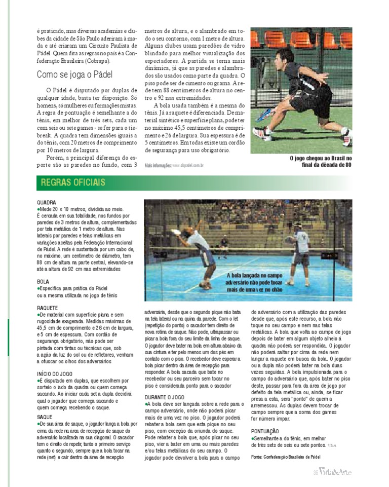 Regras do Jogo de Padel | PDF | Esportes | Lazer
