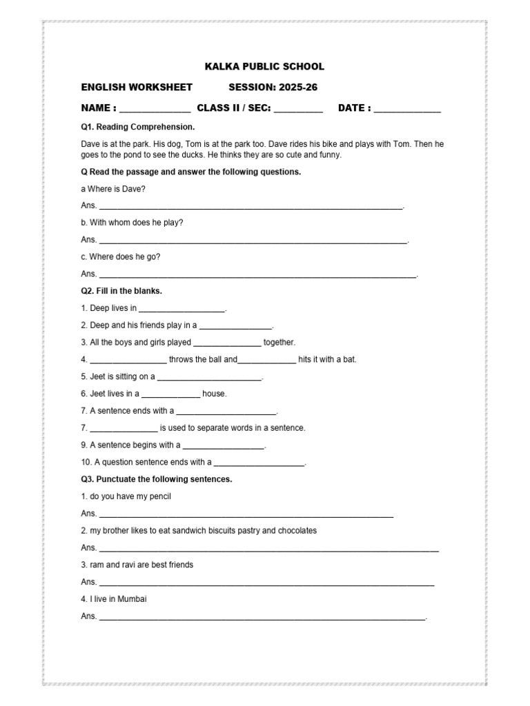 English Worksheets For Class 2 Cbse Grade 2 Nouns Worksheets | K5
