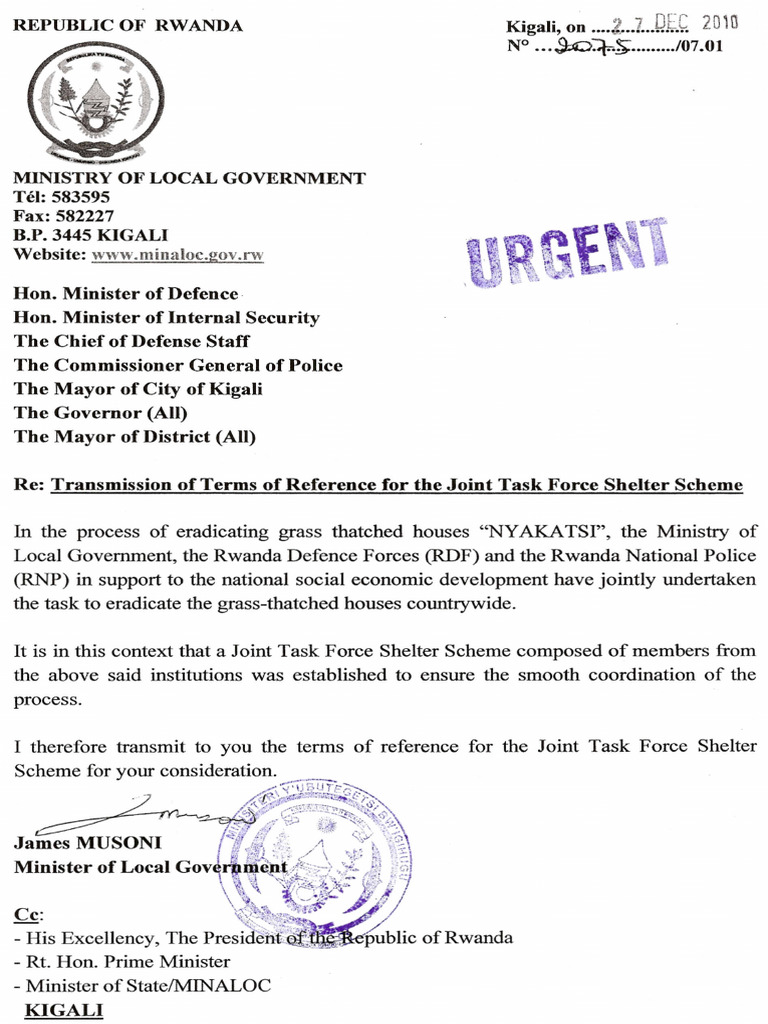 ToRs Nyakatsi eradication signed dec 2010 | PDF