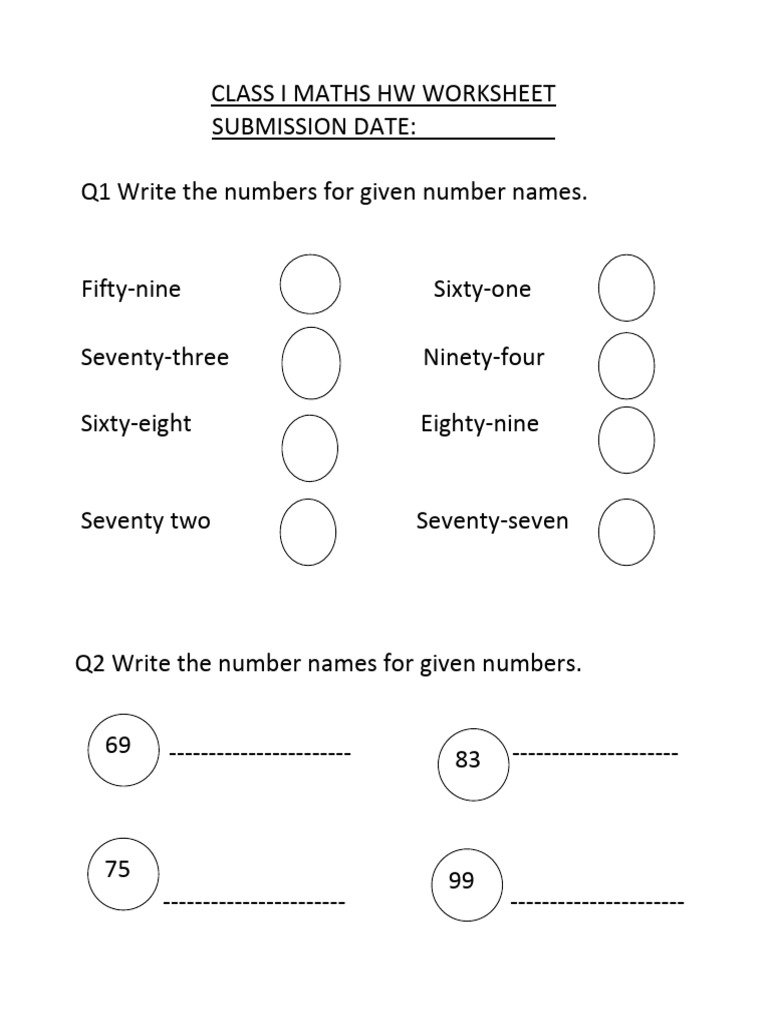 CBSE Class 1 Maths Practice Worksheets | PDF