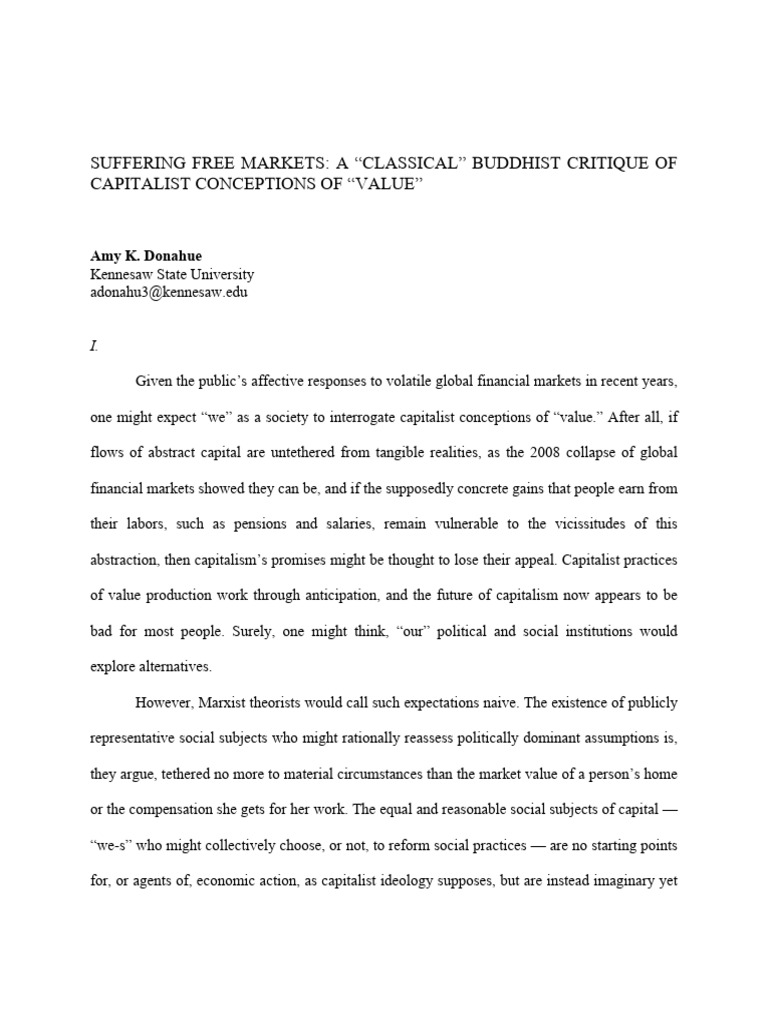 Suffering Free Markets A Classical Budd | PDF | Value (Economics)