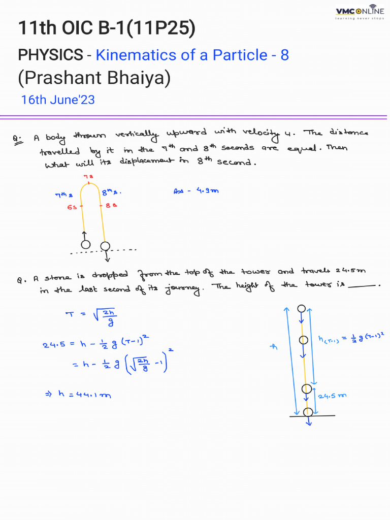 Physics Kinematics 8 | PDF