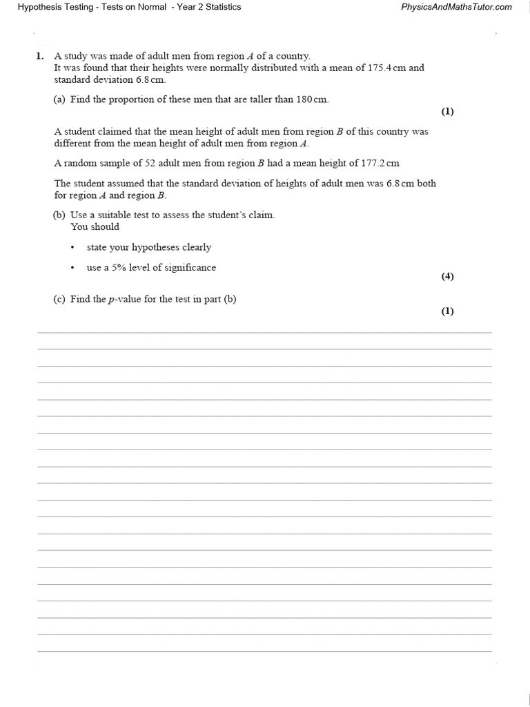 Hypothesis Testing - Tests on Normal QP | PDF | Methodology ...
