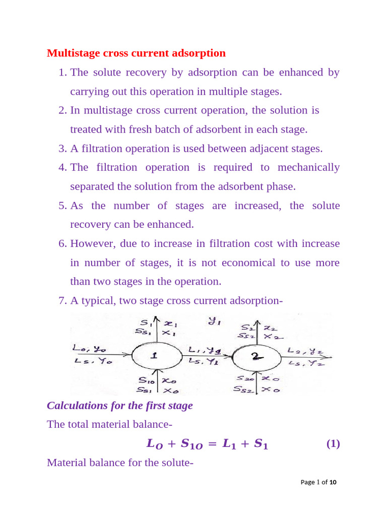 Adsorption Multistage Cross Current | PDF | Adsorption | Physical Sciences