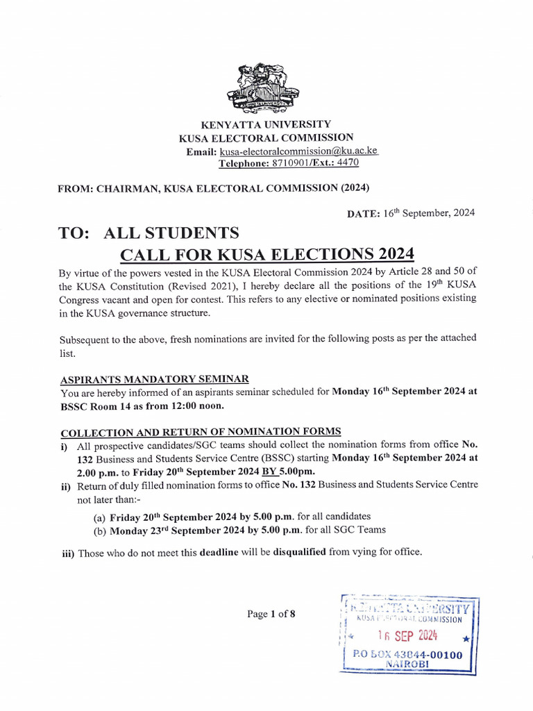 Call For Kusa Elections 2024 | PDF