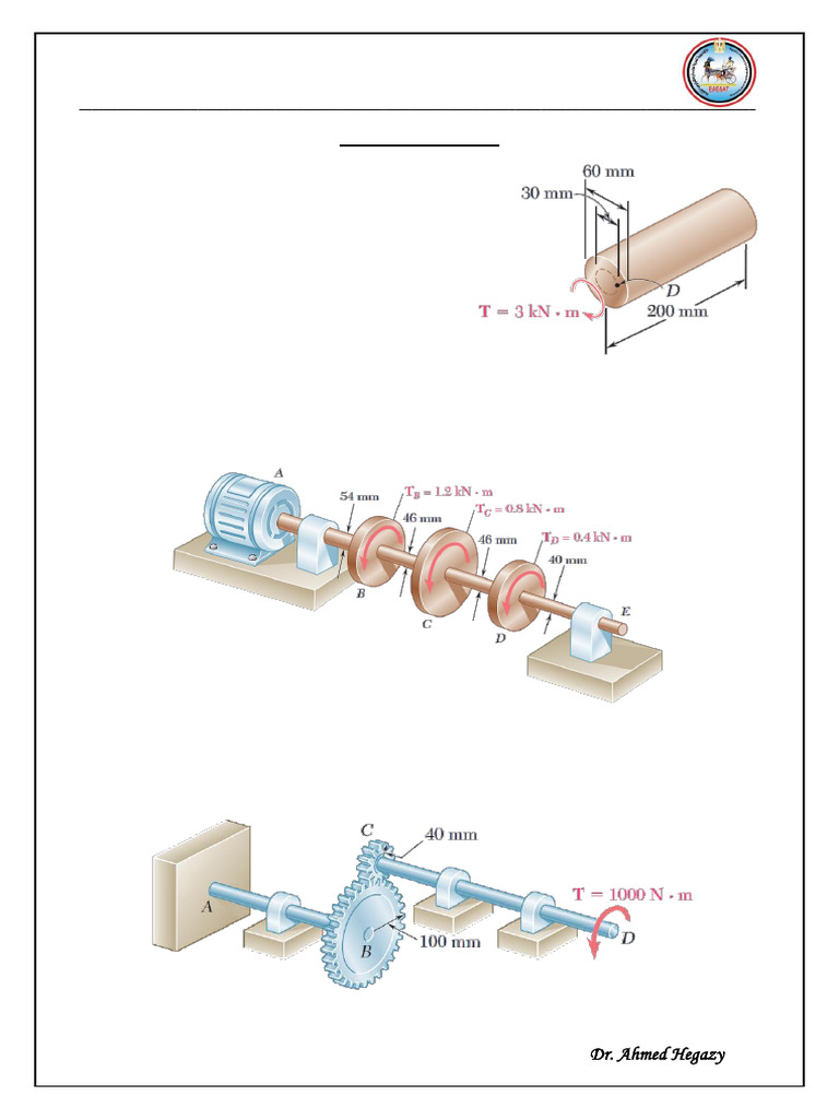 Sheet (4) - Torsion | PDF | Stress (Mechanics) | Torque
