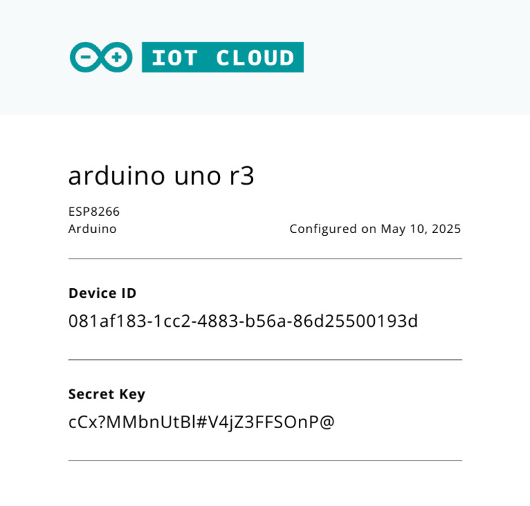 Arduino Device Secret Key | PDF
