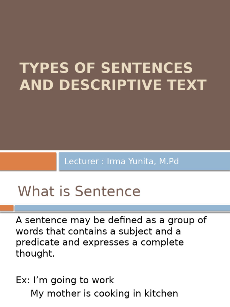 Types of Sentences and Descriptive Text | PDF | Sentence (Linguistics ...
