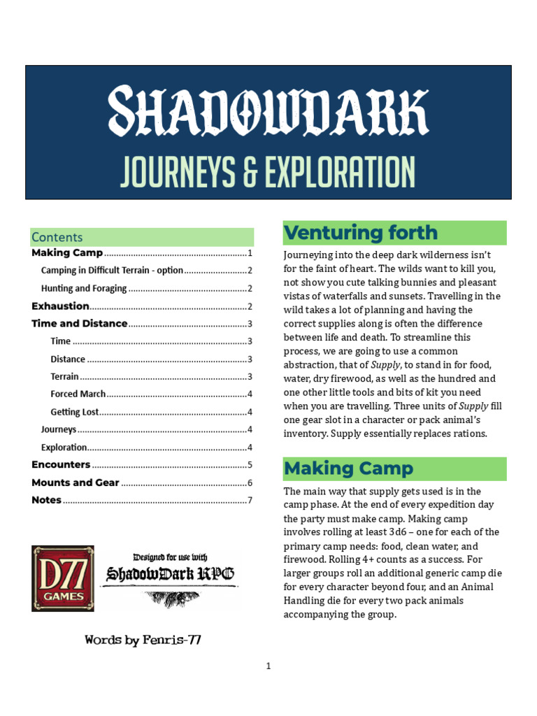Shadowdark Travel Rules v1 | PDF