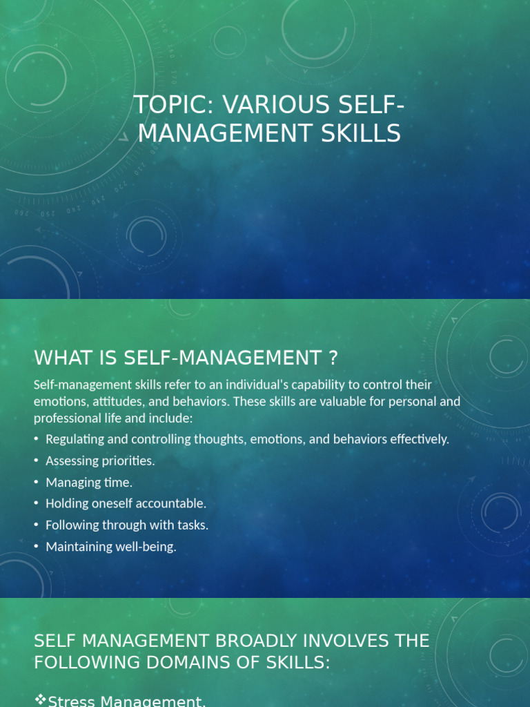 Self Management Skills | PDF | Motivational | Motivation